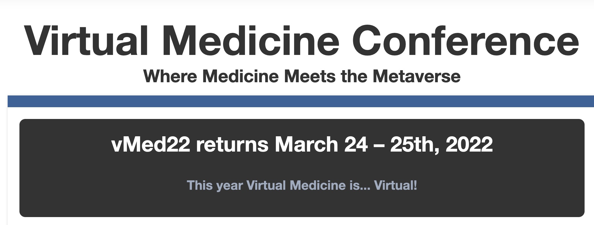 Join VRforHealth at Virtual Medicine Conference 2022 March 24-25th. It ...
